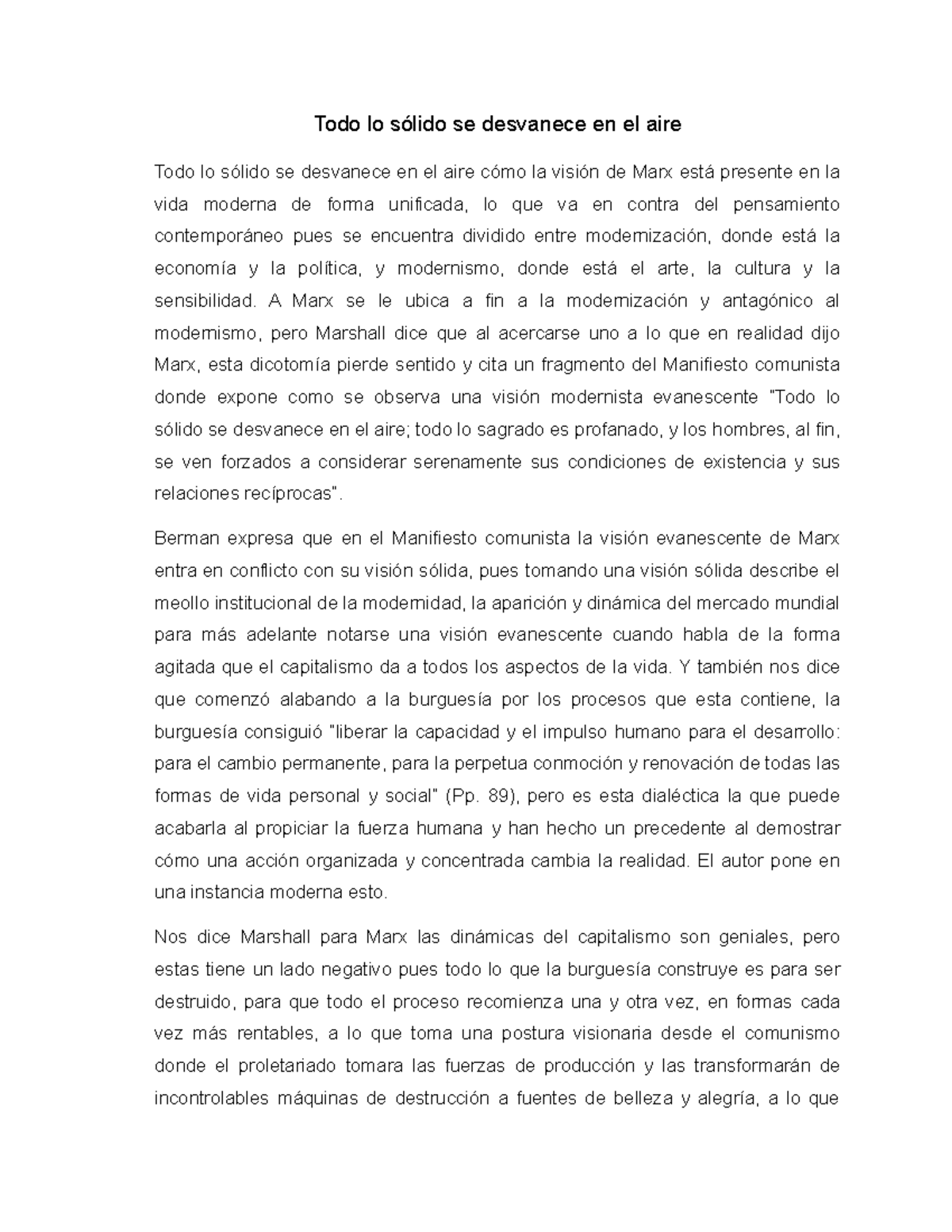 Todo lo sólido se desvanece en el aire - A Marx se le ubica a fin a la ...