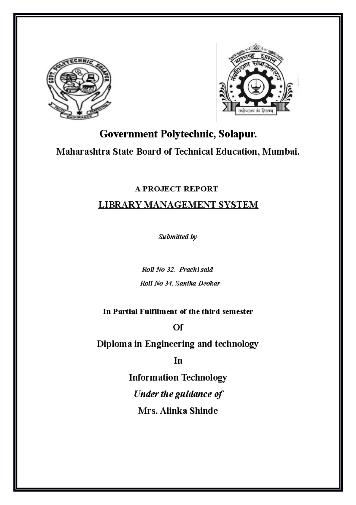 Java Microproject - xyz - Government Polytechnic, Solapur. Maharashtra ...
