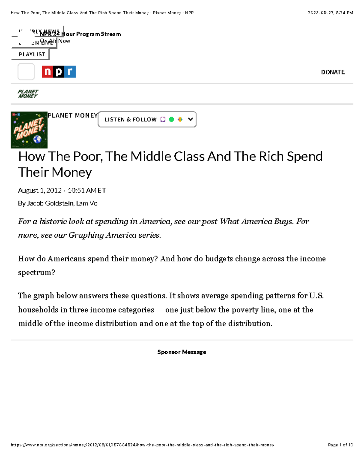 How The Poor, The Middle Class And The Rich Spend Their Money : Planet ...