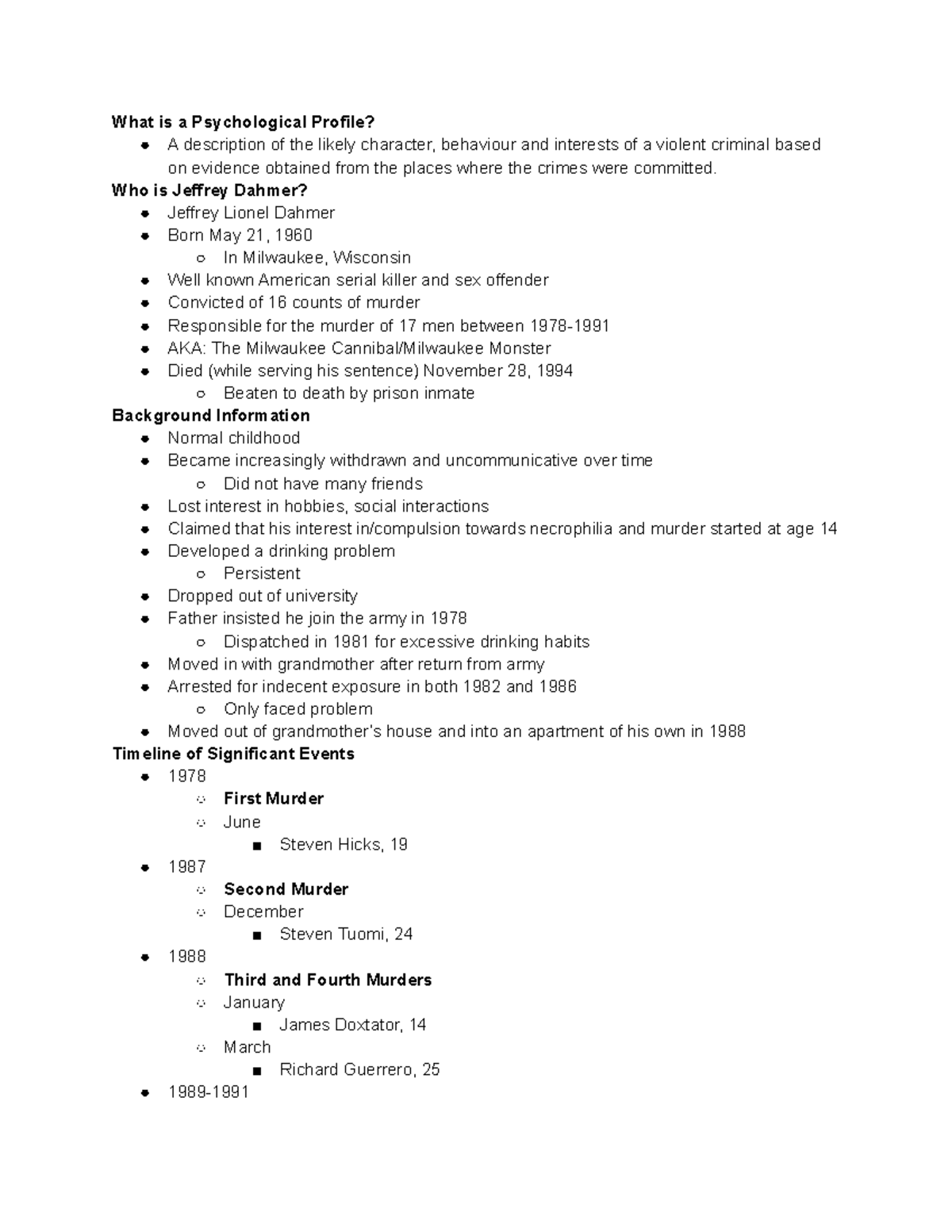 Psychological Profile of Jeffery Dahlmer - What is a Psychological ...