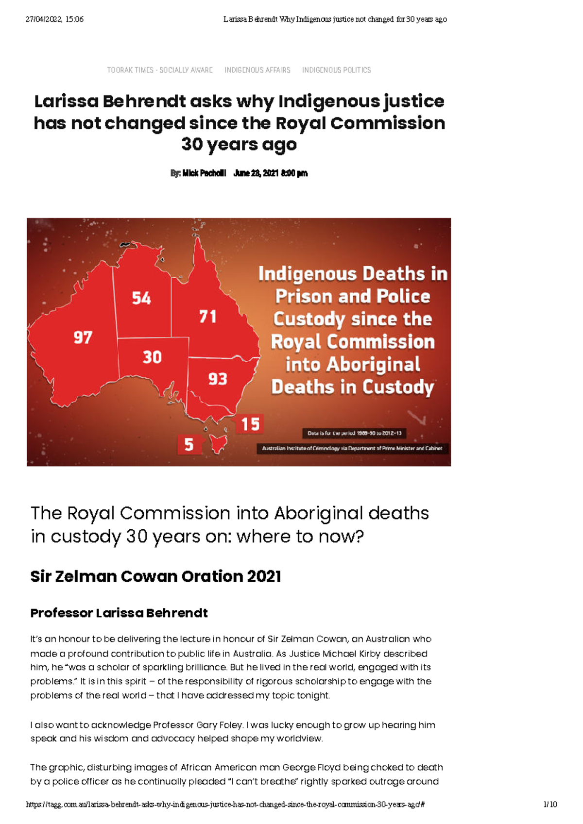 Larissa Behrendt asks why Indigenous justice has not changed since the ...