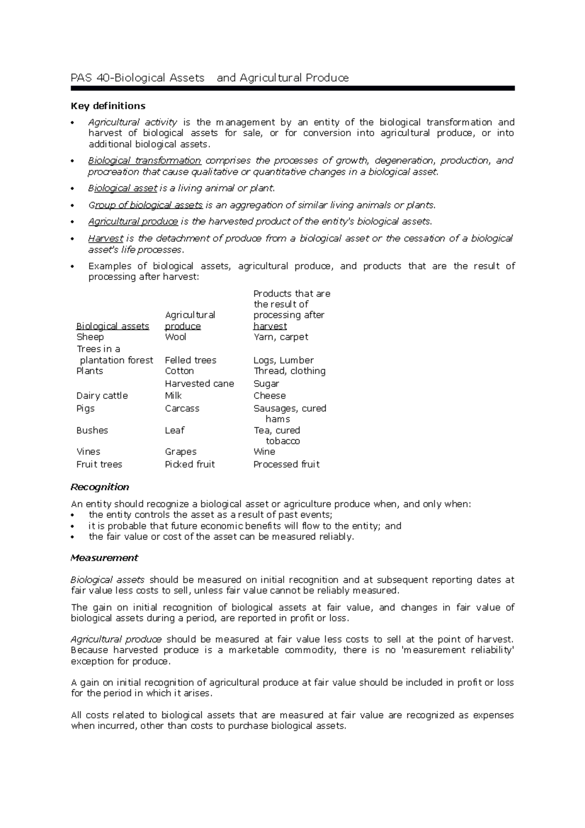 Biological Assets - PAS 40-Biological Assets and Agricultural Produce ...
