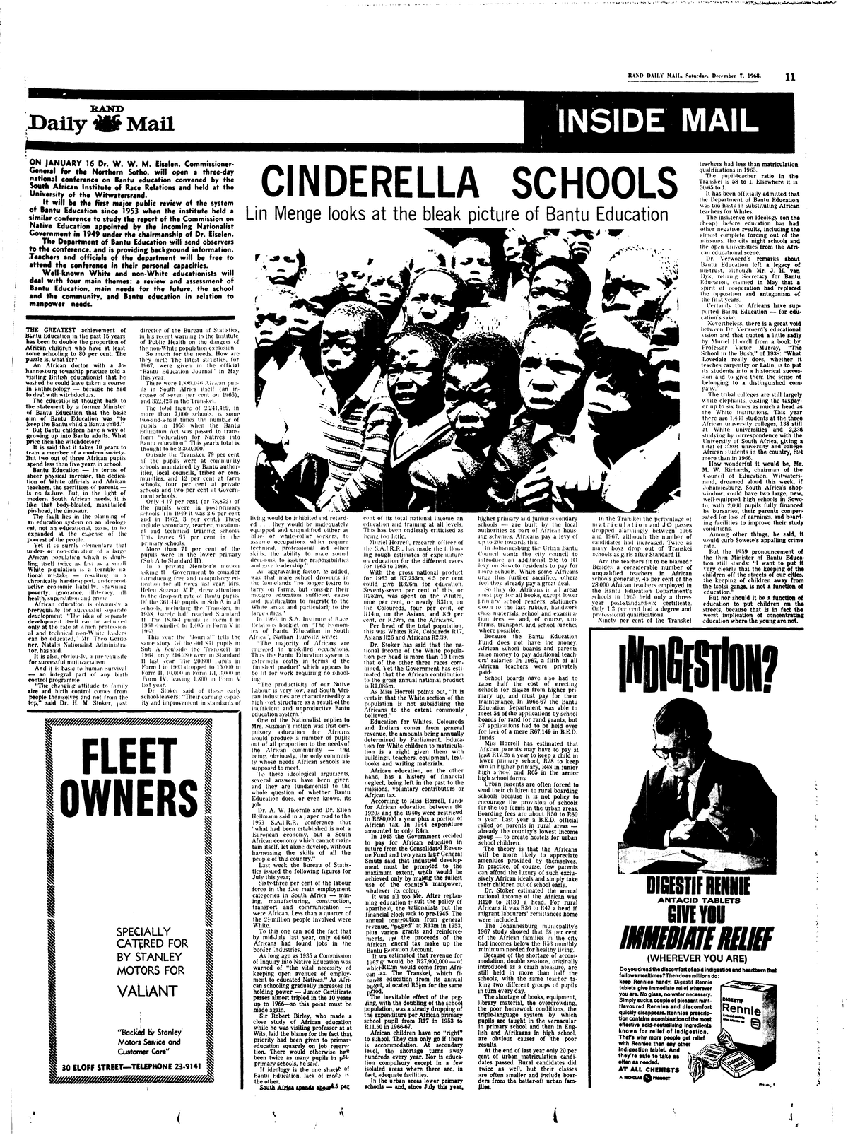 Rand Daily Mail published as RAND Daily MAIL December 7 1968 - RAND ...