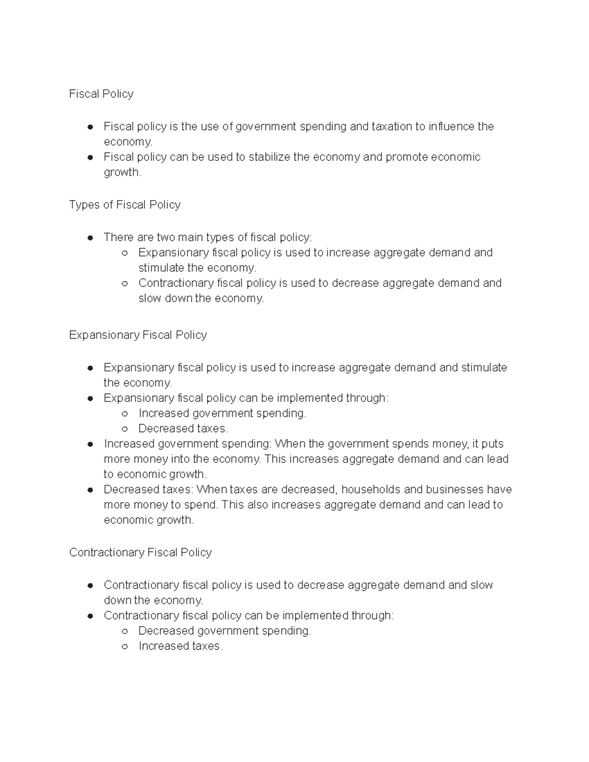 Lecture 6 Fiscal Policy - Fiscal Policy Fiscal policy is the use of ...
