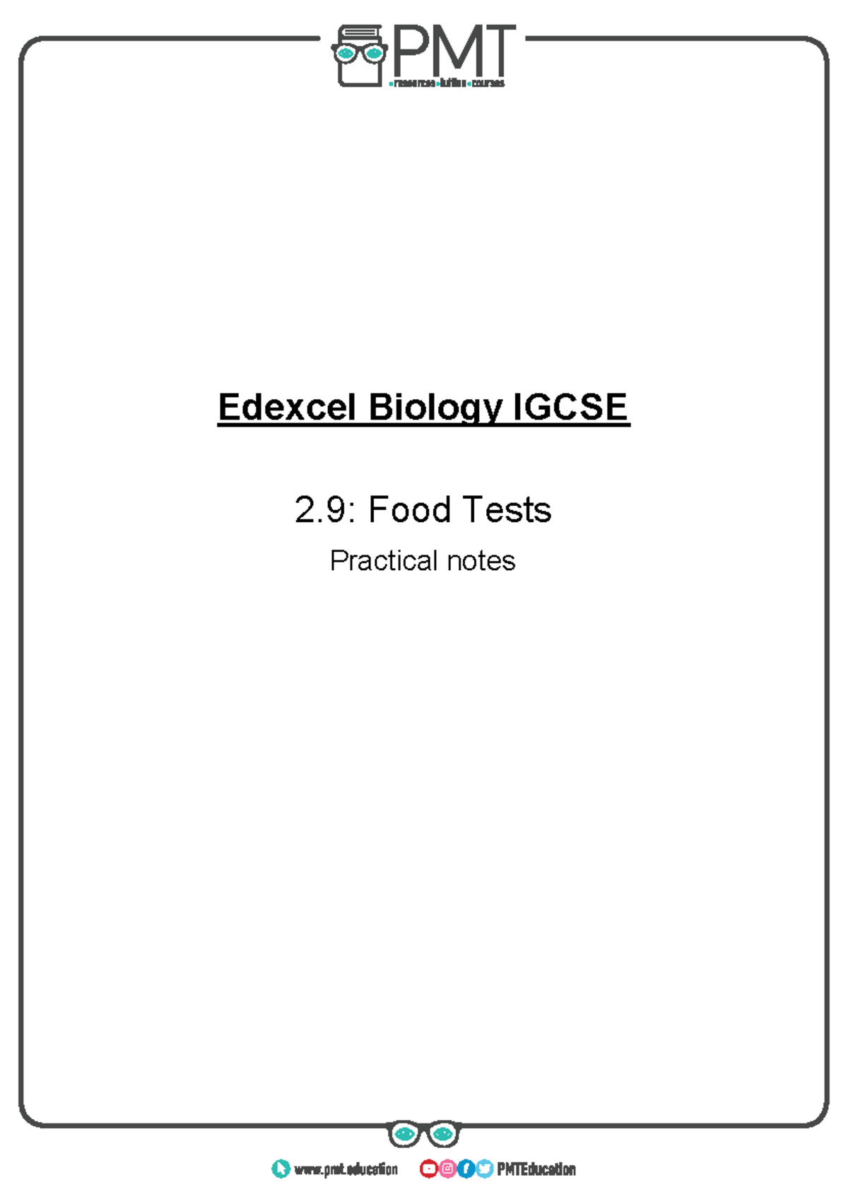 01. Food Tests - Edexcel Biology IGCSE 2: Food Tests Practical notes ...