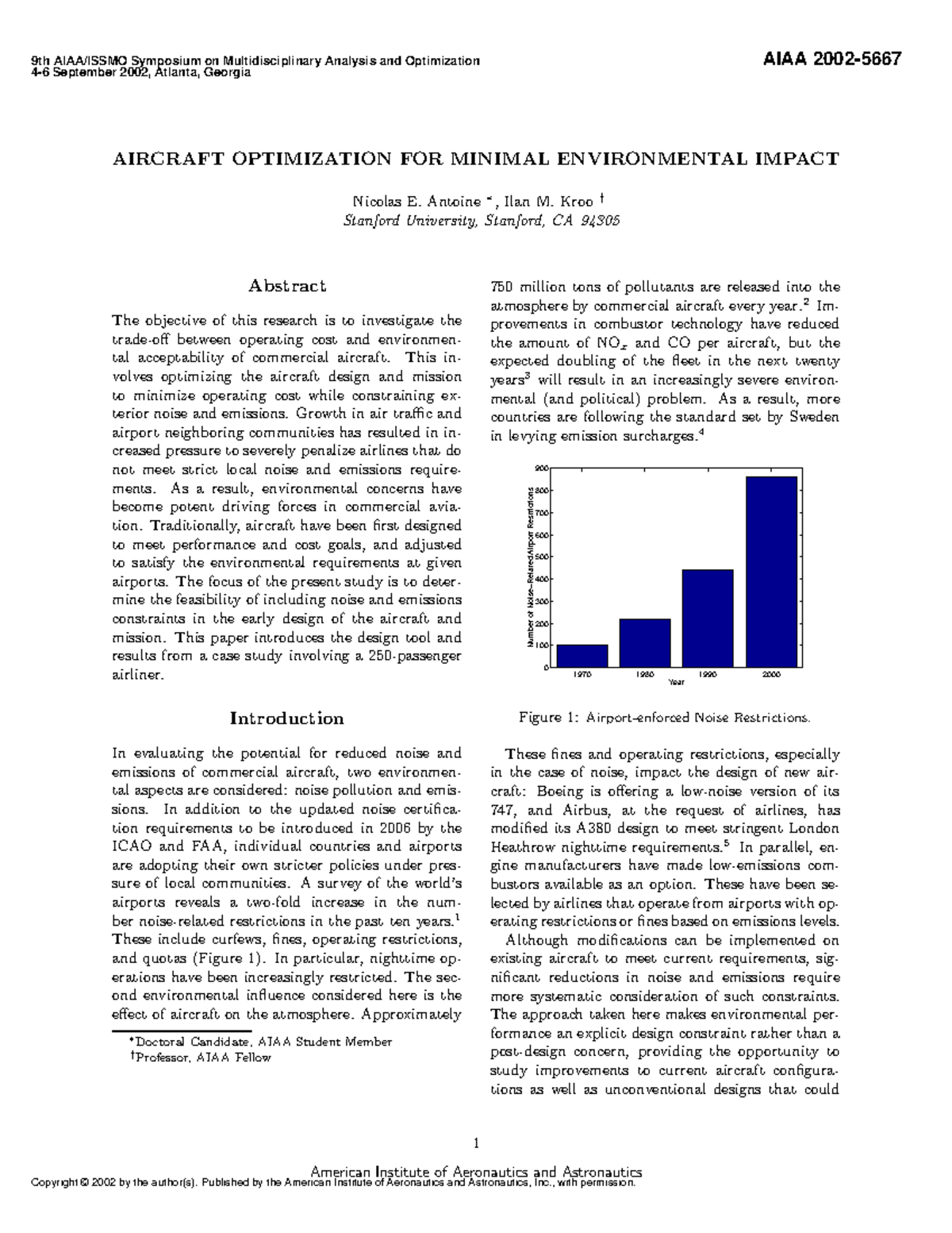 Multidisciplinary Analysis and Optimization - AIRCRAFT OPTIMIZATION FOR ...