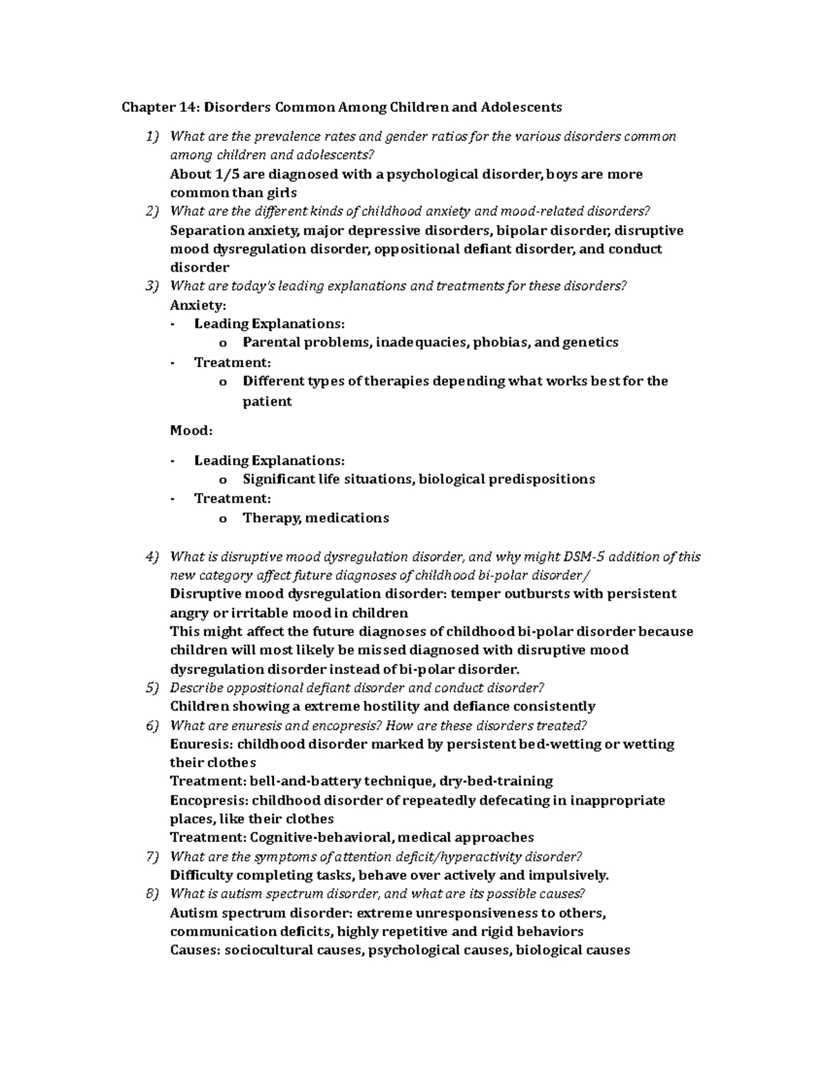 Chapter 14 Abnormal - work - Chapter 14: Disorders Common Among ...
