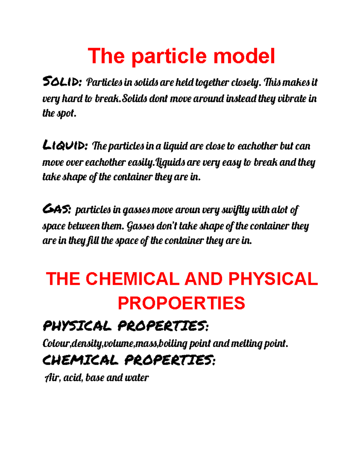 Science - project - The particle model Solid: Particle i solid ar hel ...