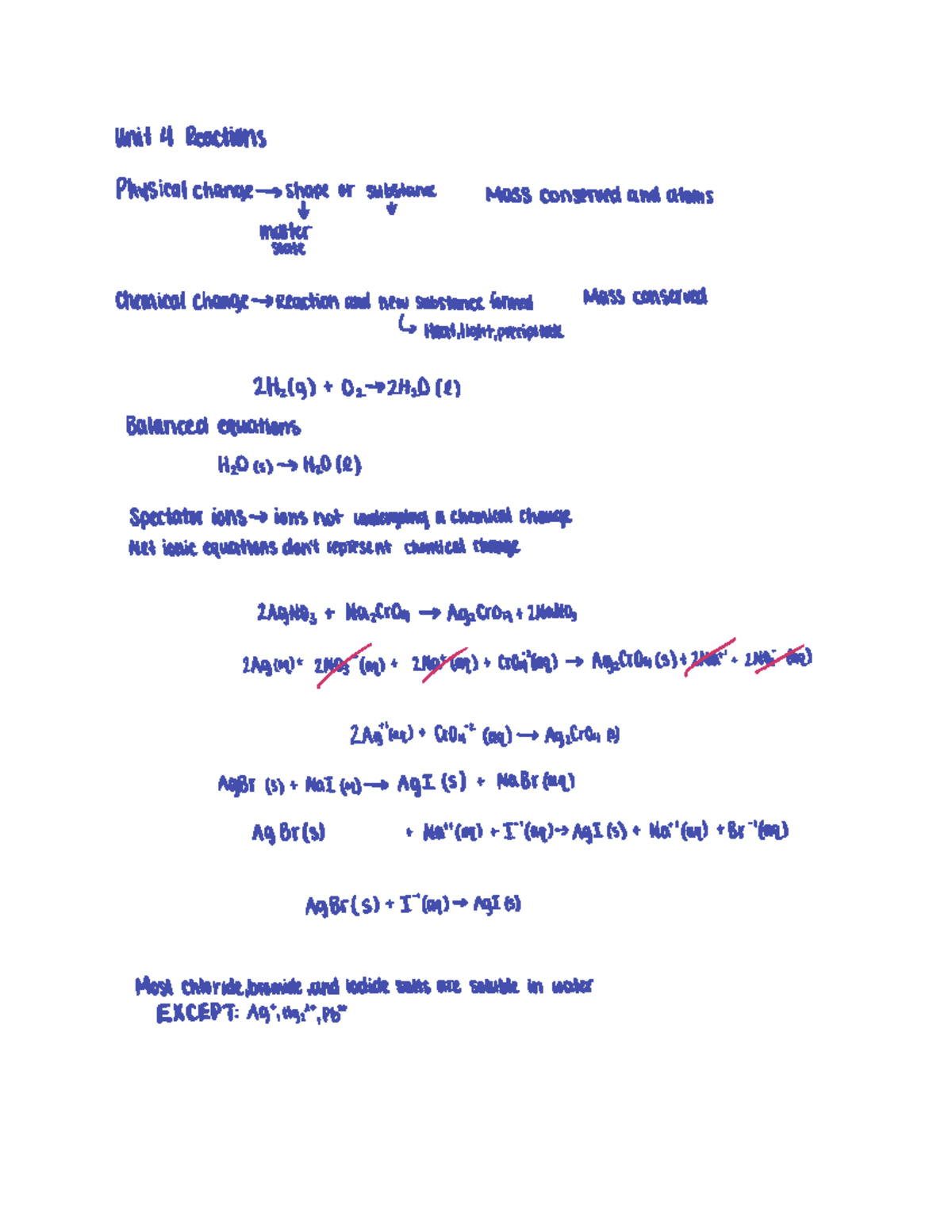 Chemical Reactions AP Chem - Unit 4 Reactions physicalchange shape or ...