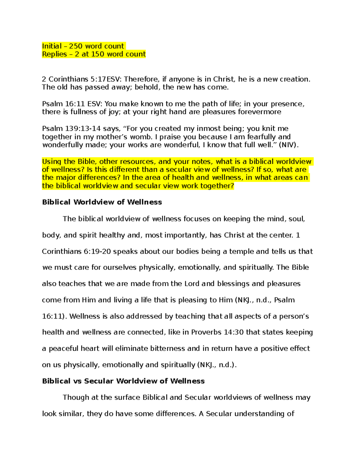 LIFC 601 discussion 1 - Initial – 250 word count Replies – 2 at 150 ...