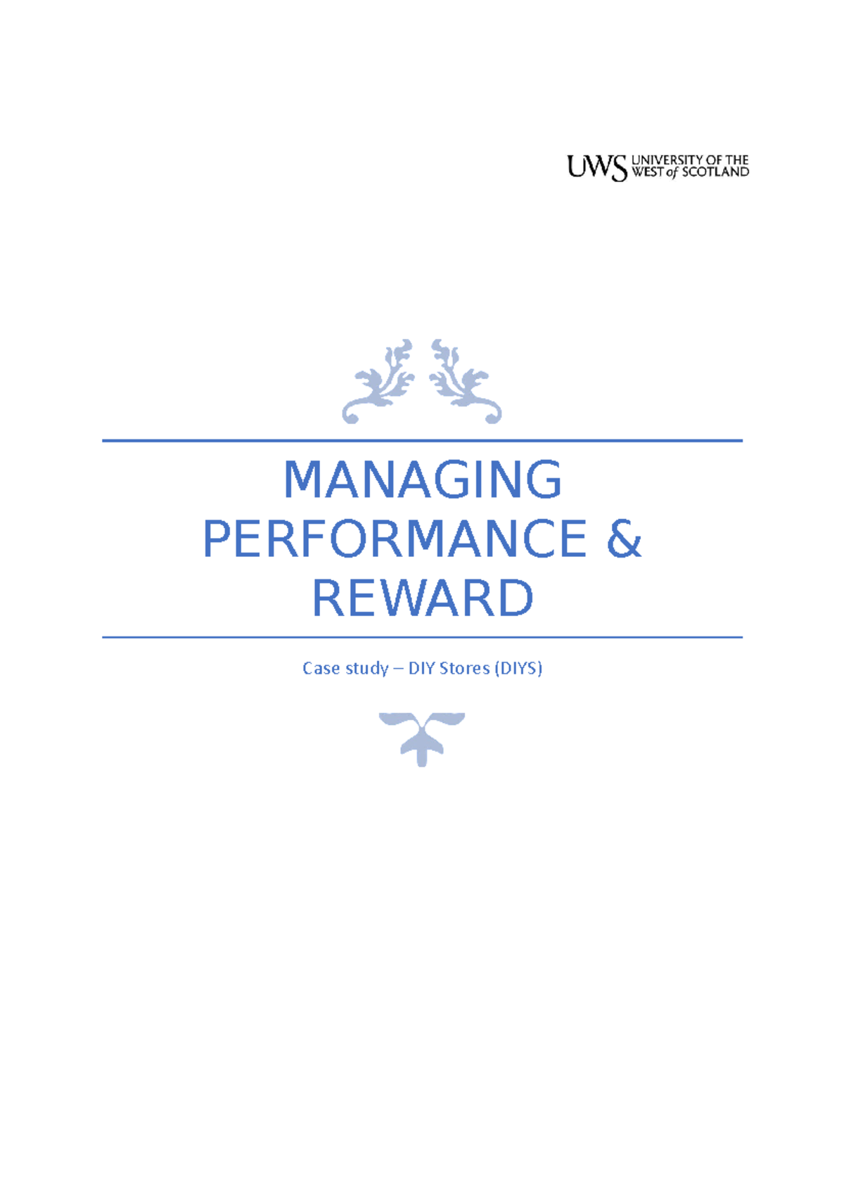 Managing performance and reward - DIY Stores (DIYS) - MANAGING ...