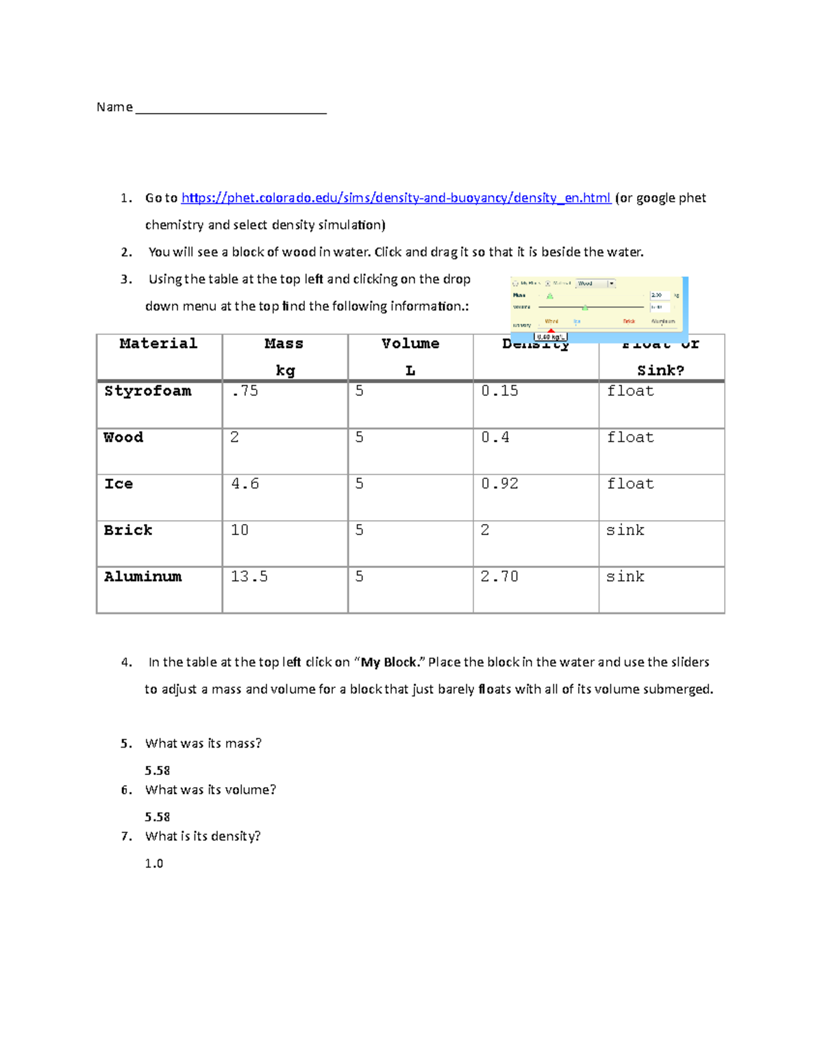 Online Density Lab Complete Name Go To