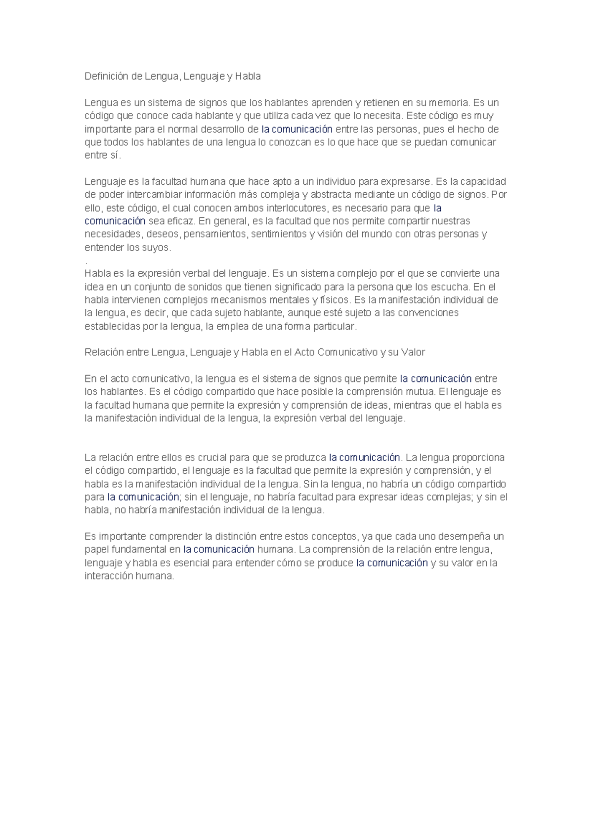 Definición de Lengua - Resumen Español II - Definición de Lengua ...