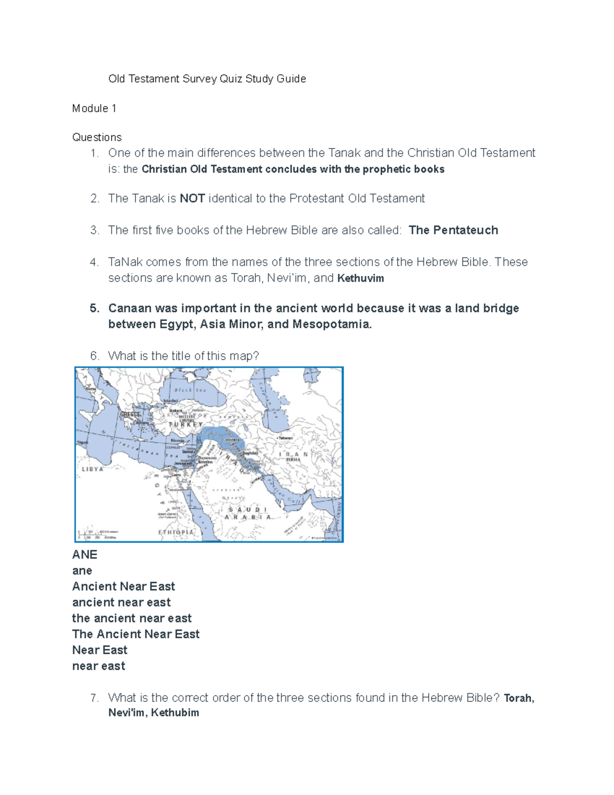 Old Testament Survey Quiz Study Guide - One of the main differences ...
