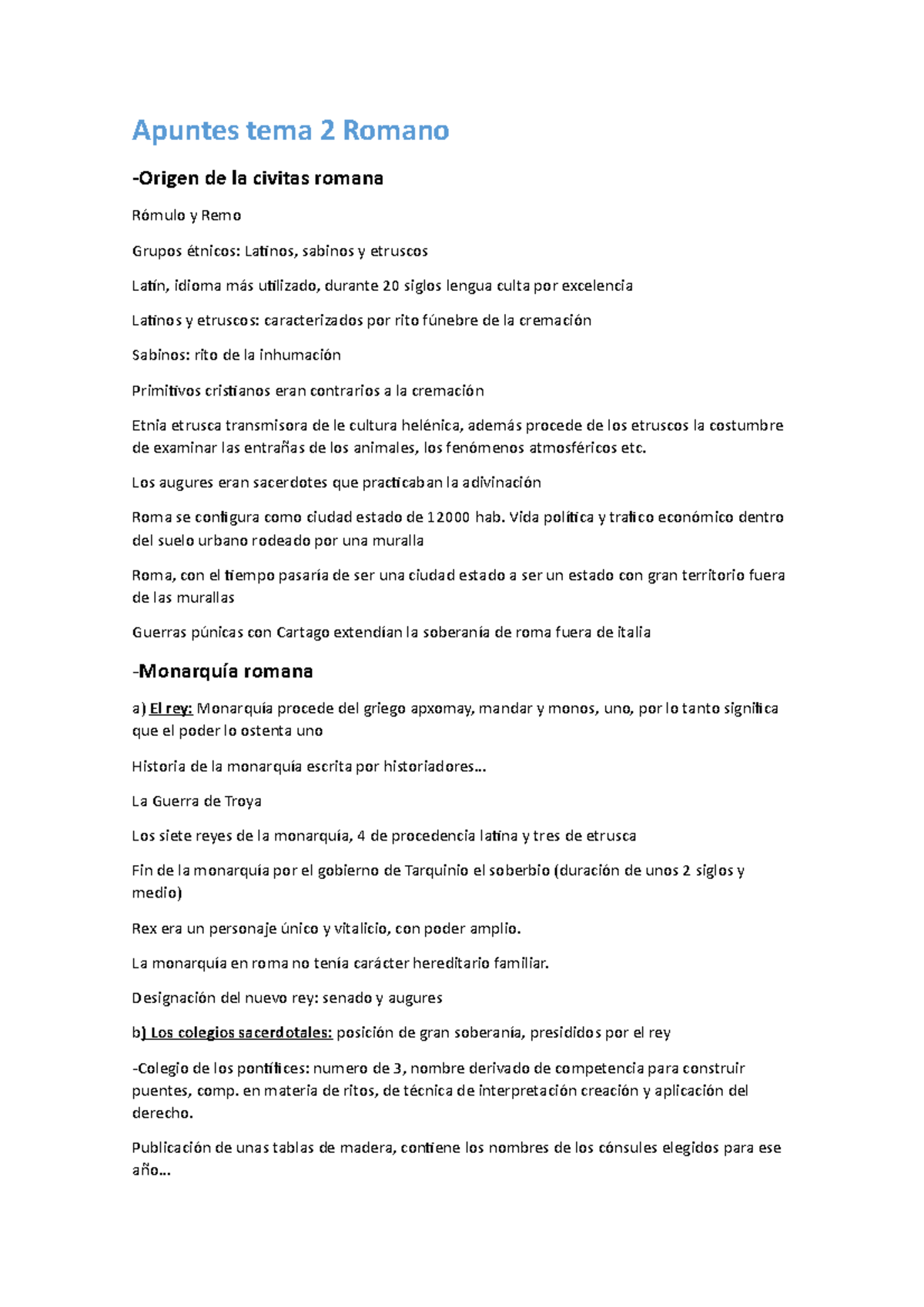 Apuntes Tema 2 Romano - Apuntes tema 2 Romano -Origen de la civitas ...