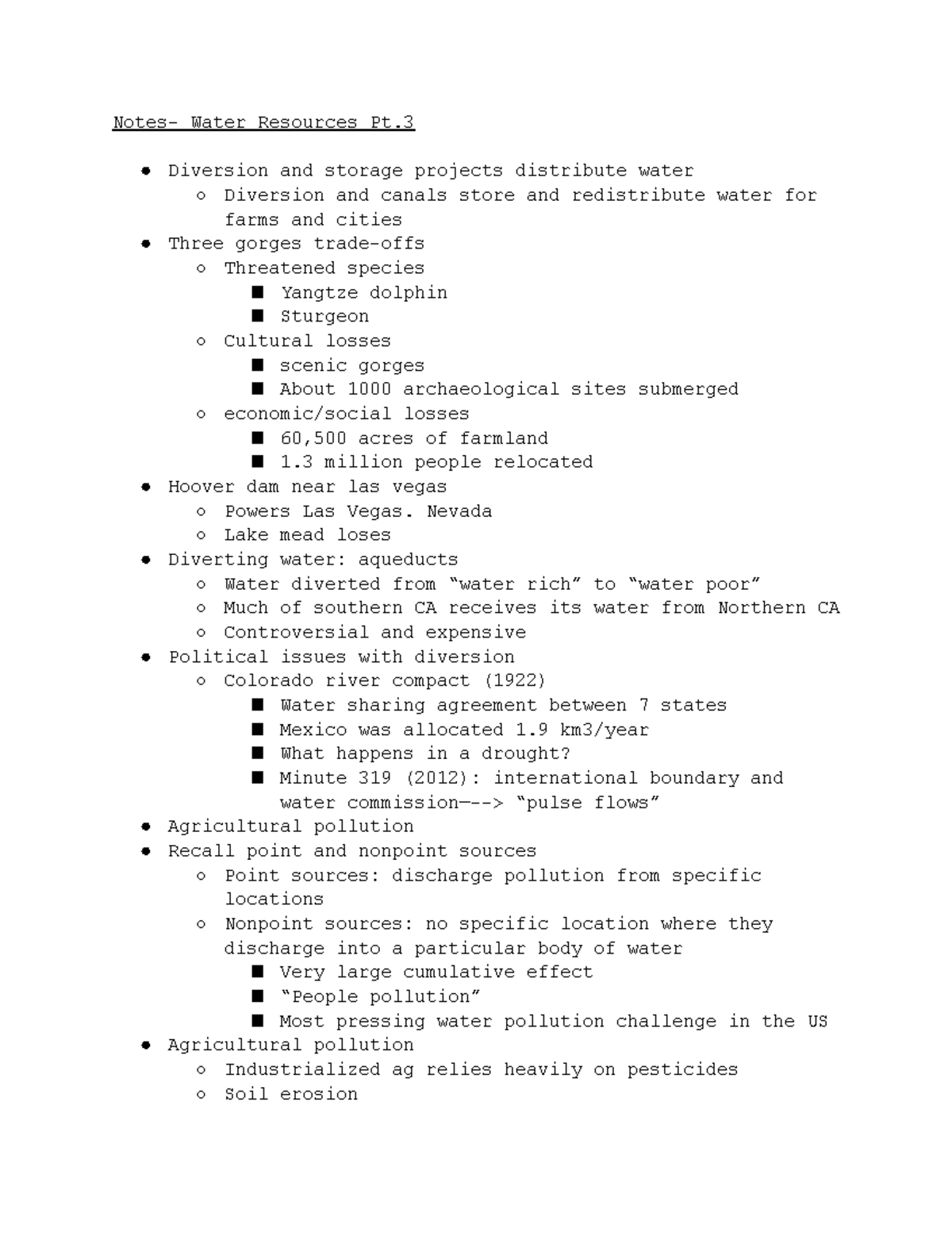Global Environmental Issues Notes 22 - Notes- Water Resources Pt ...