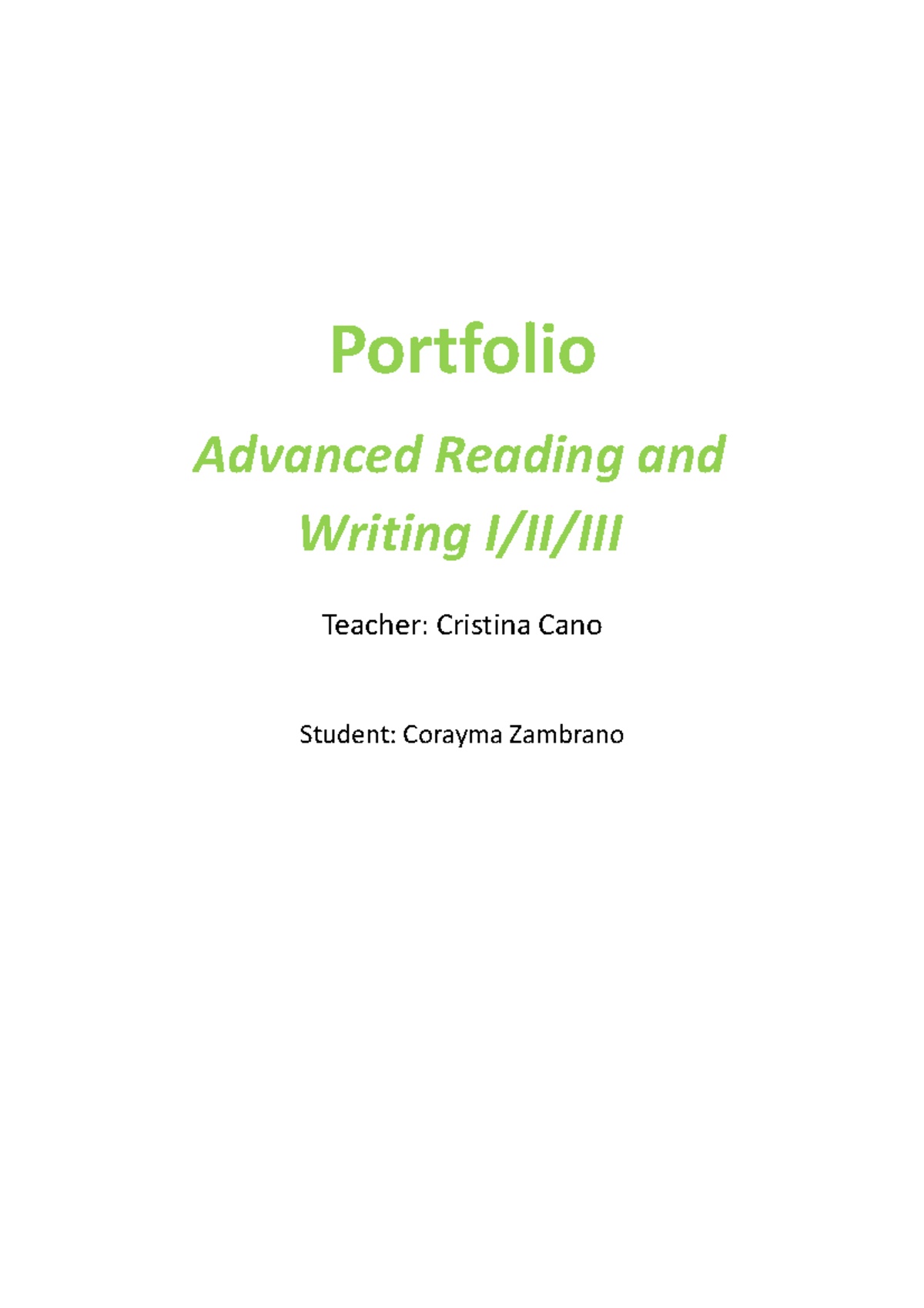 ARW - Portfolio model - KMFLÑ,XCÑF. - Portfolio Advanced Reading and ...