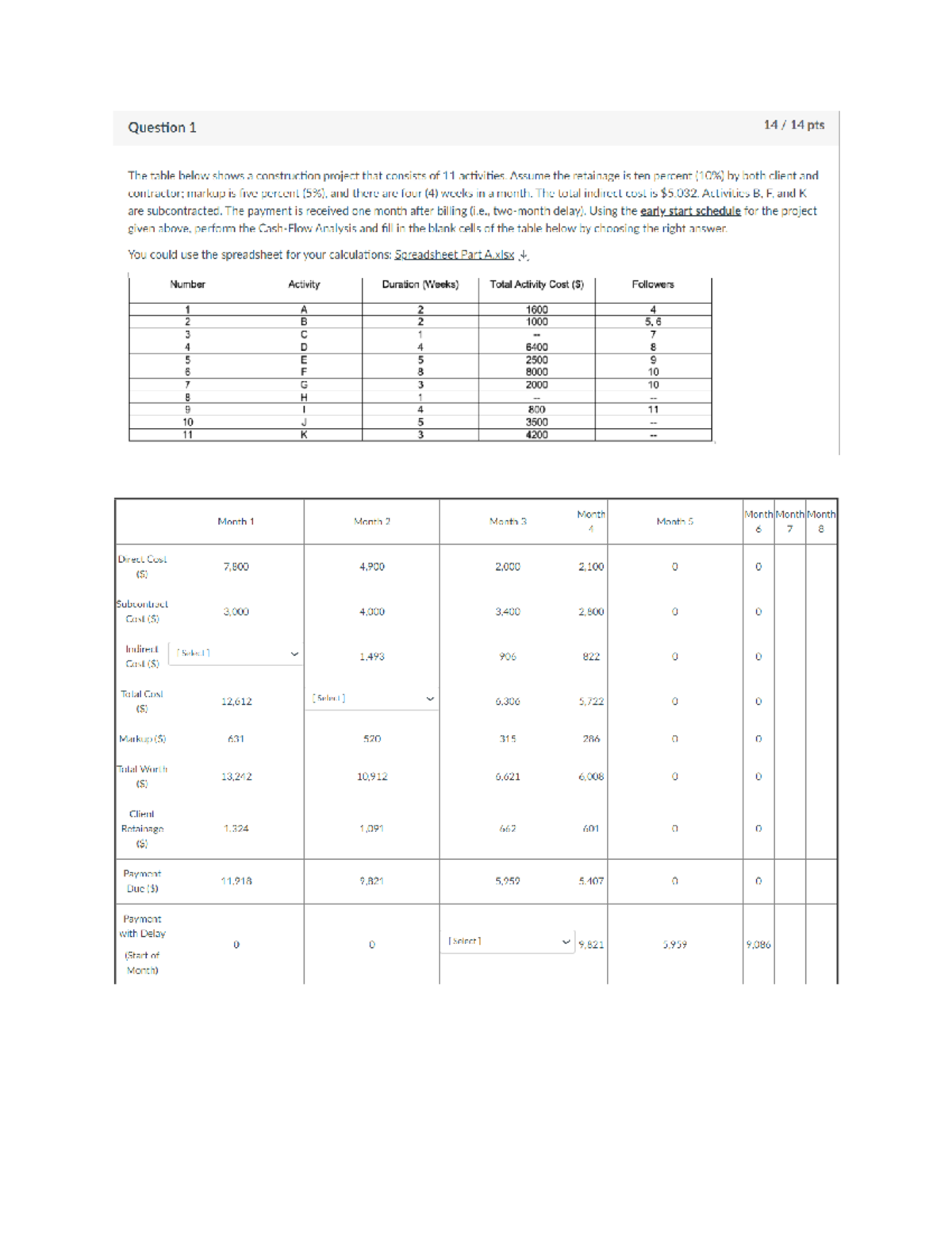 Assignment 8 Cash-flow Analysis- Planning and controls - CVEN 5232 - Studocu