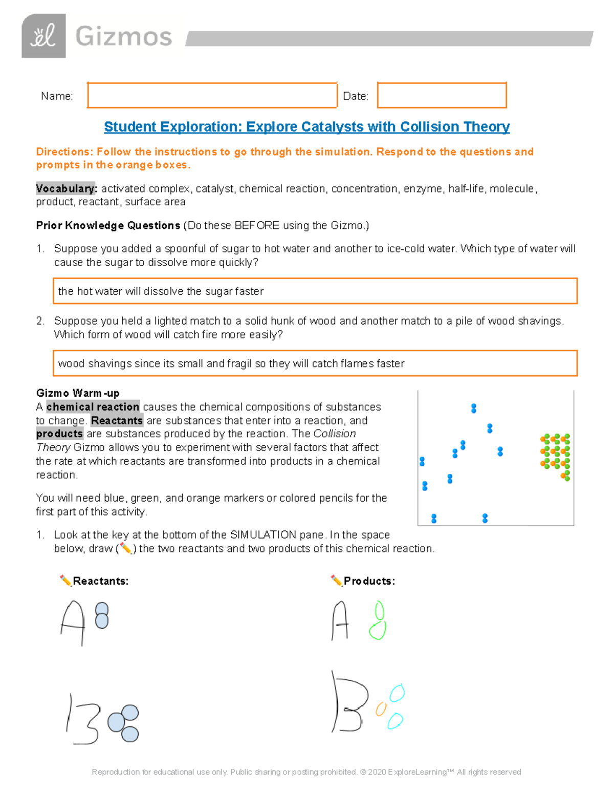 Catalyst Collision Theory Gizmos on 2022-10-05 09 44 11 - Name: Date ...