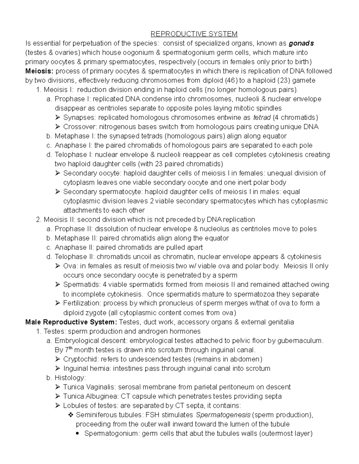 Reproductive System outline - REPRODUCTIVE SYSTEM Is essential for ...