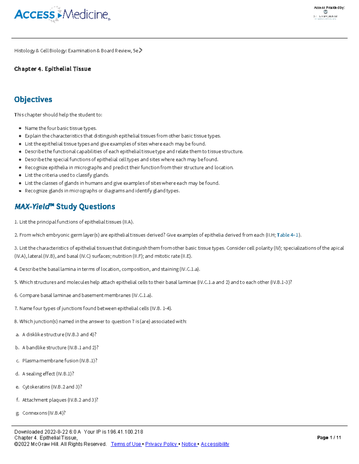 Chapter 4. Epithelial Tissue - See Table 435 for Applications. - Studocu