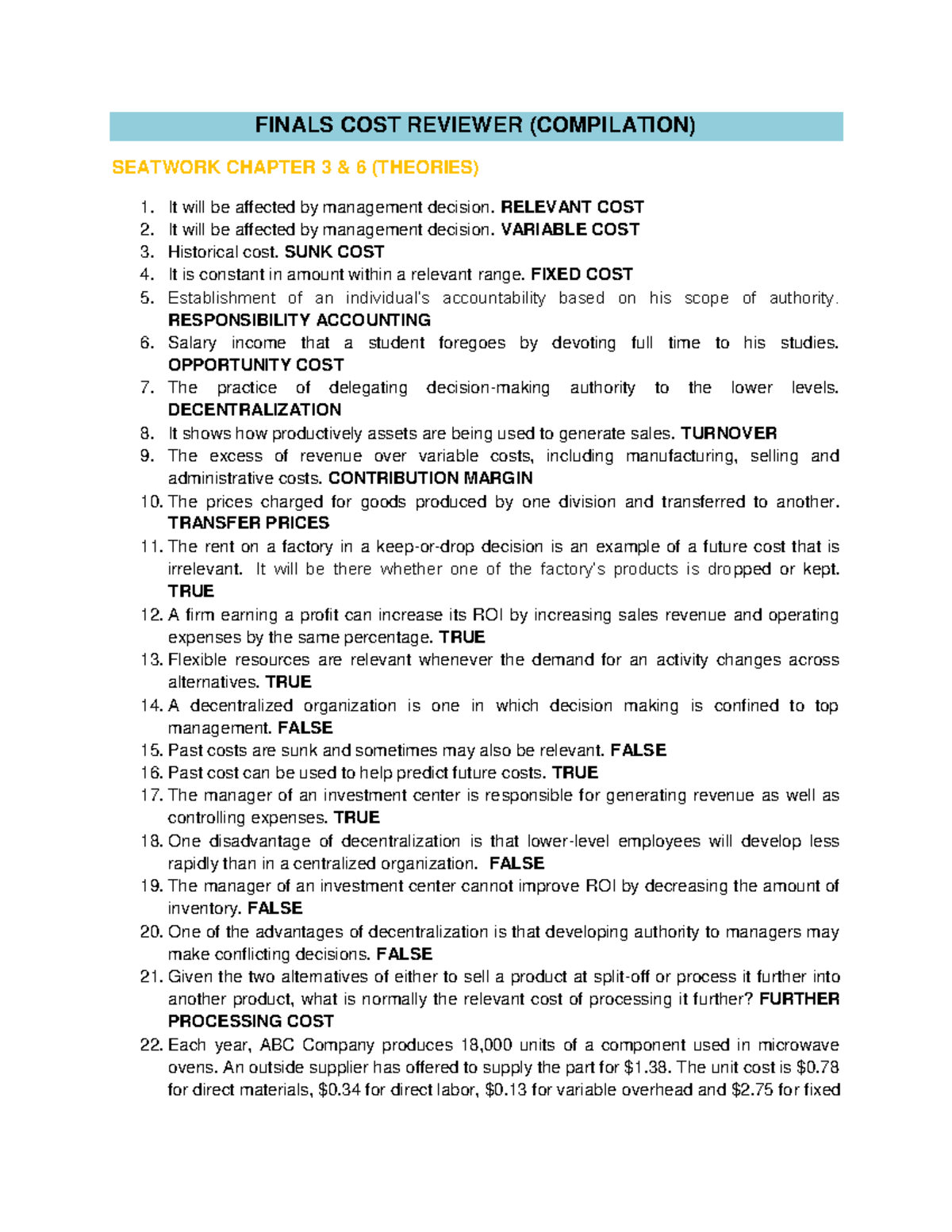 Finals COST Reviewer Compilation - FINALS COST REVIEWER (COMPILATION ...