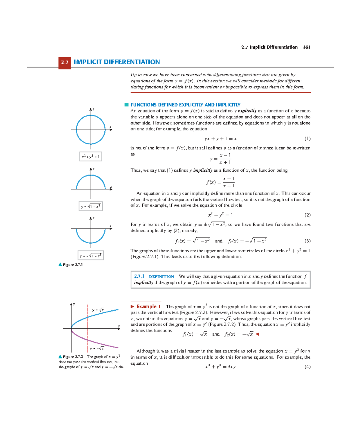 MATH CH2-7 - math work - 2 Implicit Differentiation 161 2 IMPLICIT DIFFERENTIATION Up to now we ...