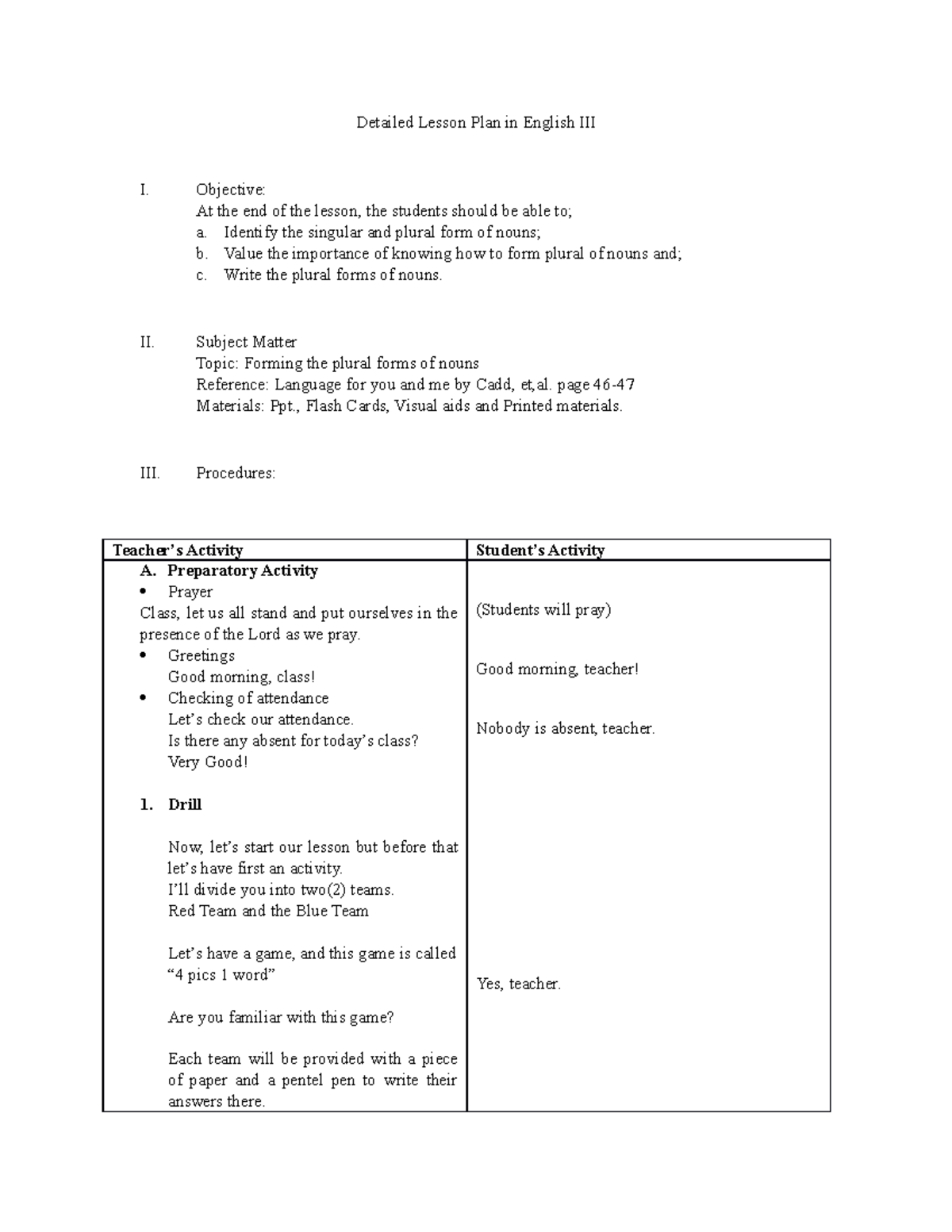 Detailed Lesson Plan in English III (Three degrees of comparison ...