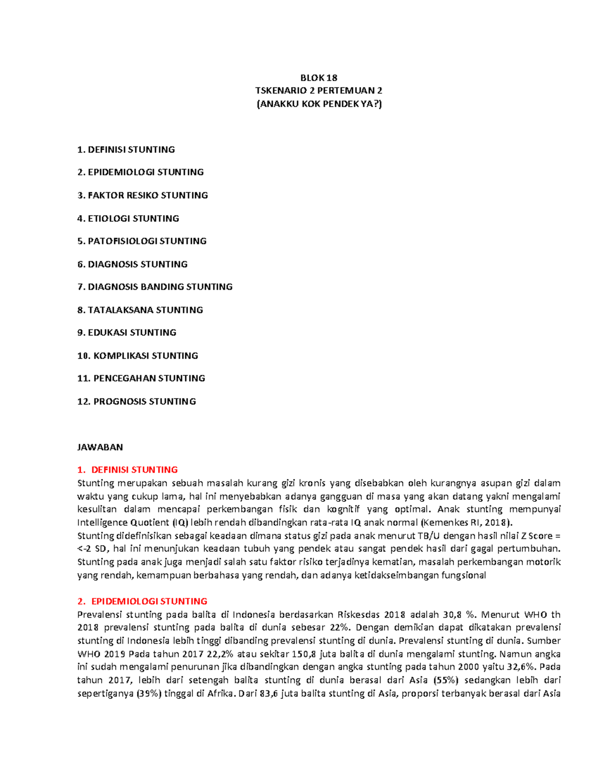 Tutorial skenario 2 modul 2 blok 18 - BLOK 18 TSKENARIO 2 PERTEMUAN 2 (ANAKKU KOK PENDEK YA?) 1 ...