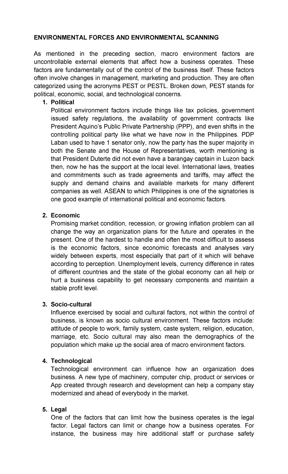 Environmental Forces And Environmental Scanning Environmental Forces