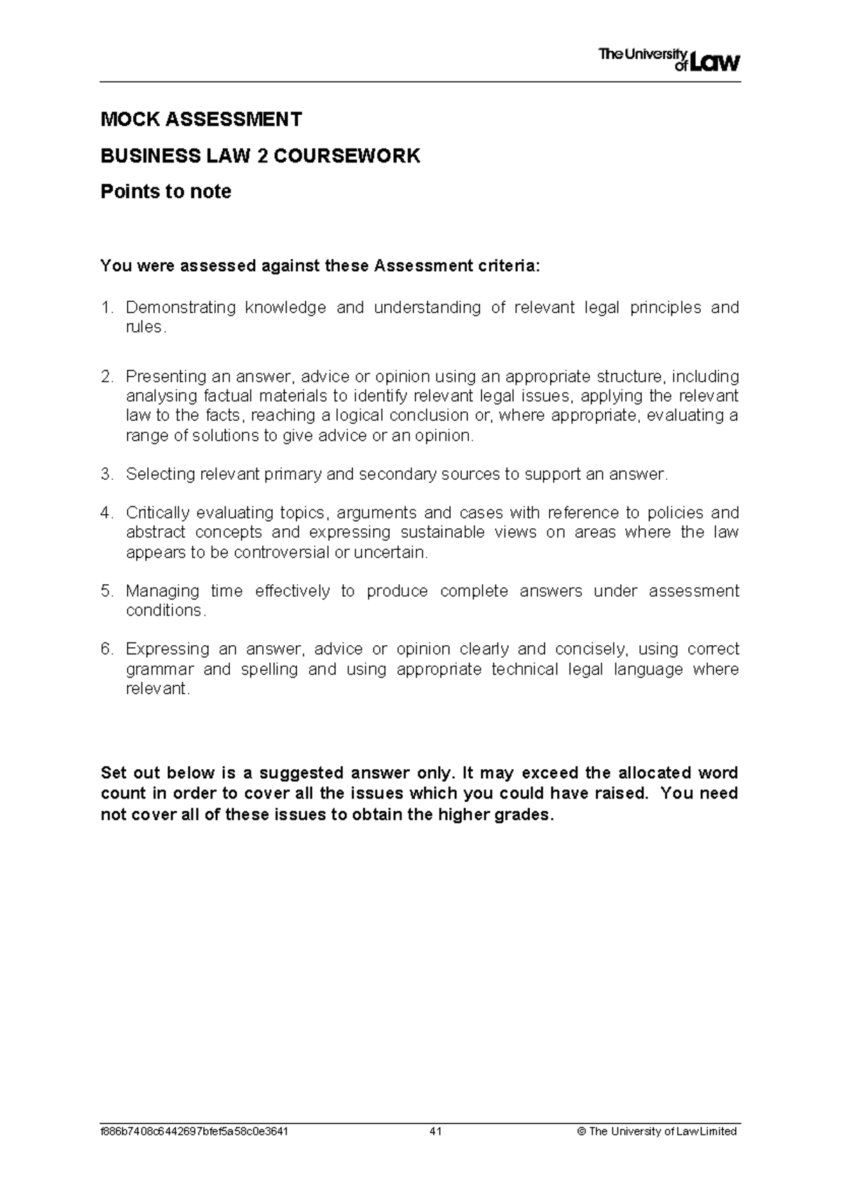 2223 bus2 ce02 mock assessment ptn - MOCK ASSESSMENT BUSINESS LAW 2 ...