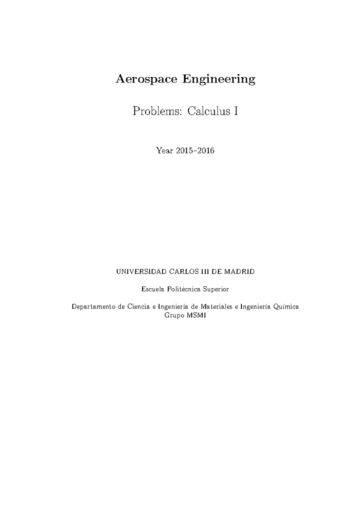 Calculus I problem set 1 6 2015 - Aerospace Engineering Problems ...