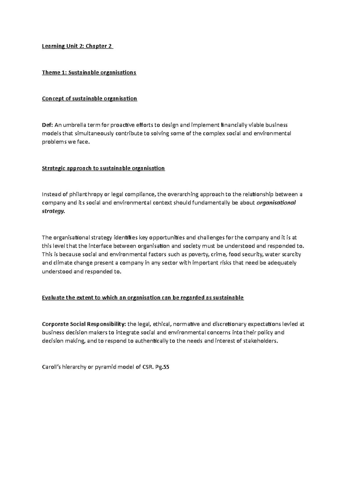 Learning Unit 2 Theme 1 Sustainable organisations - Learning Unit 2 ...