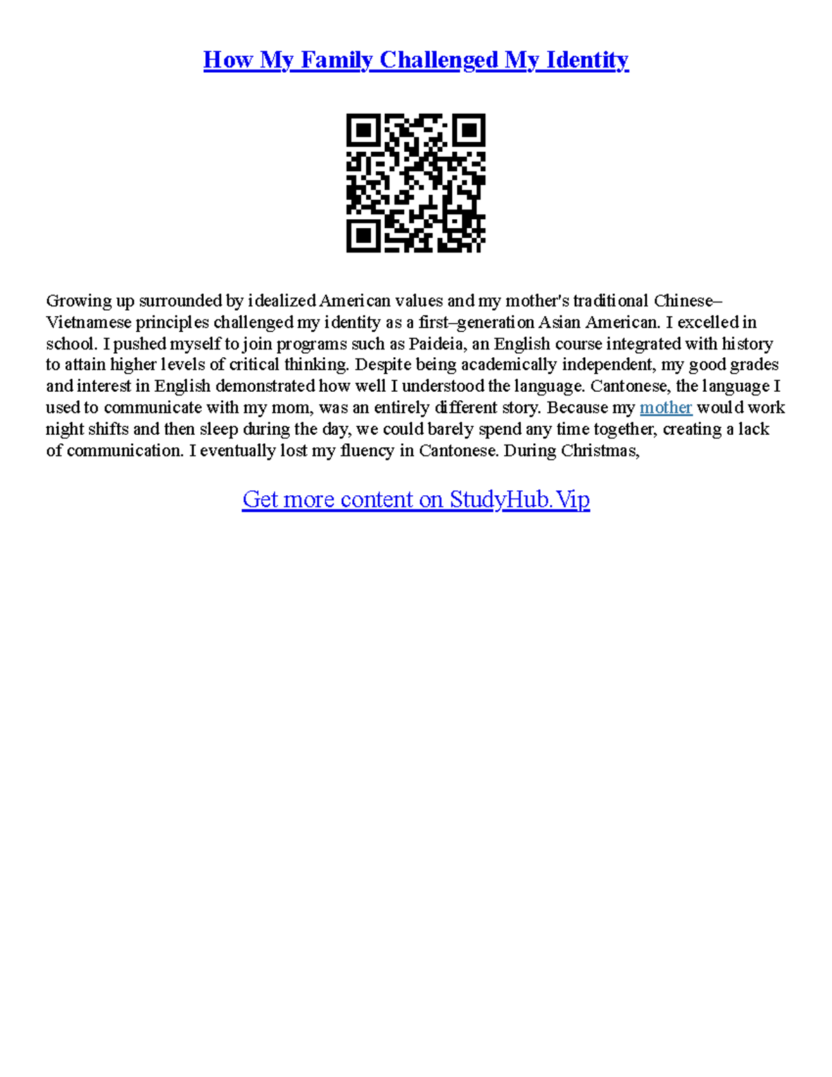 Good Narrative Essay Example - How My Family Challenged My Identity ...