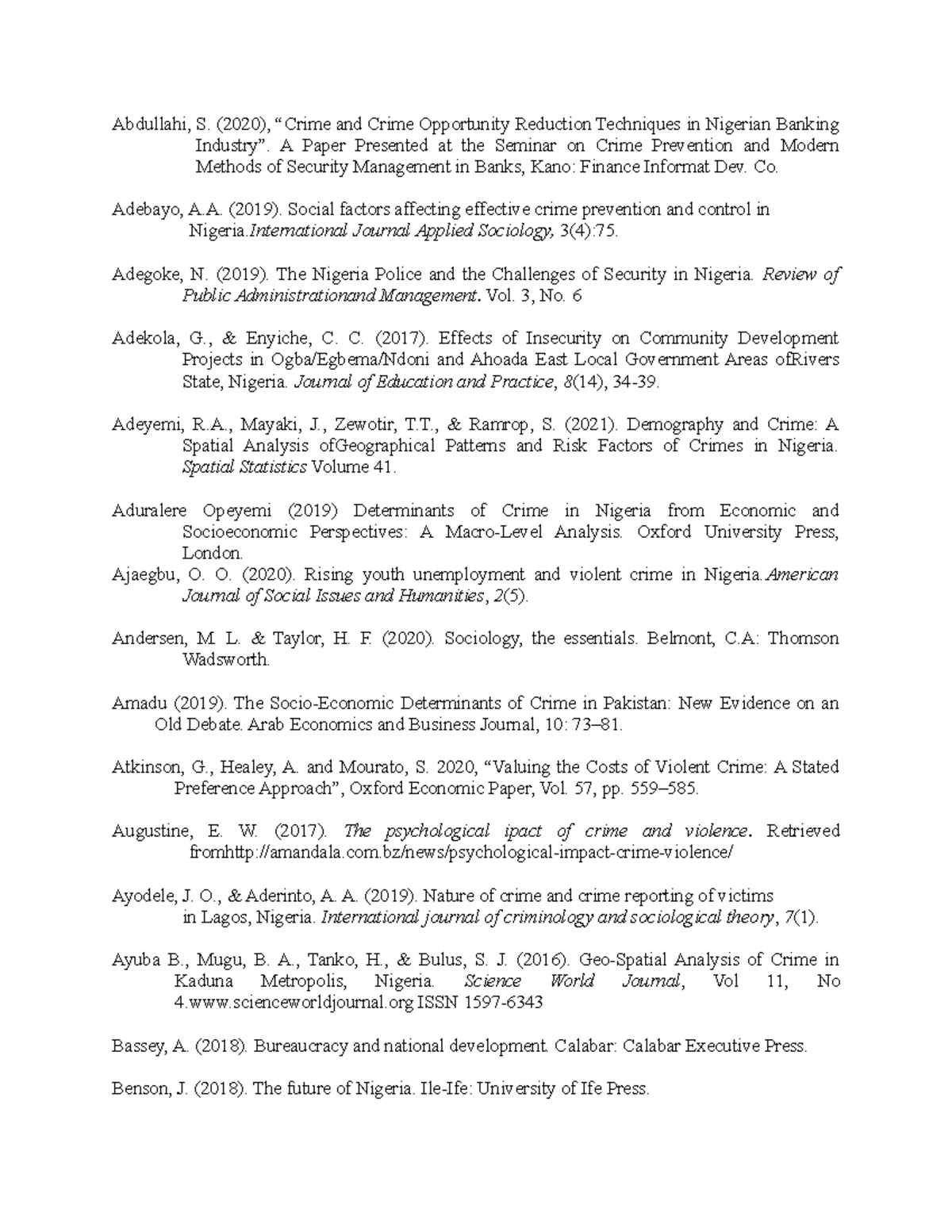 JANE Reference - GOOD - Abdullahi, S. (2020), “Crime and Crime ...