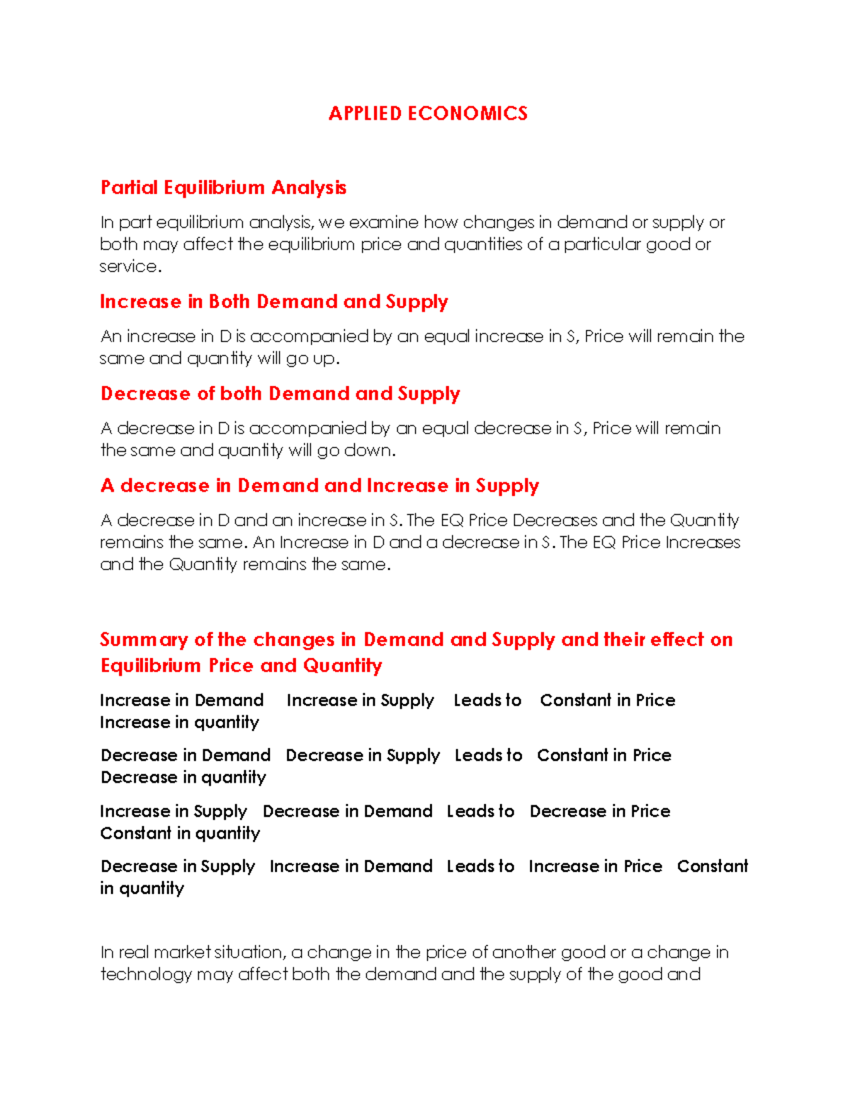 Applied- Economics - STUDY GUIDE - Studocu