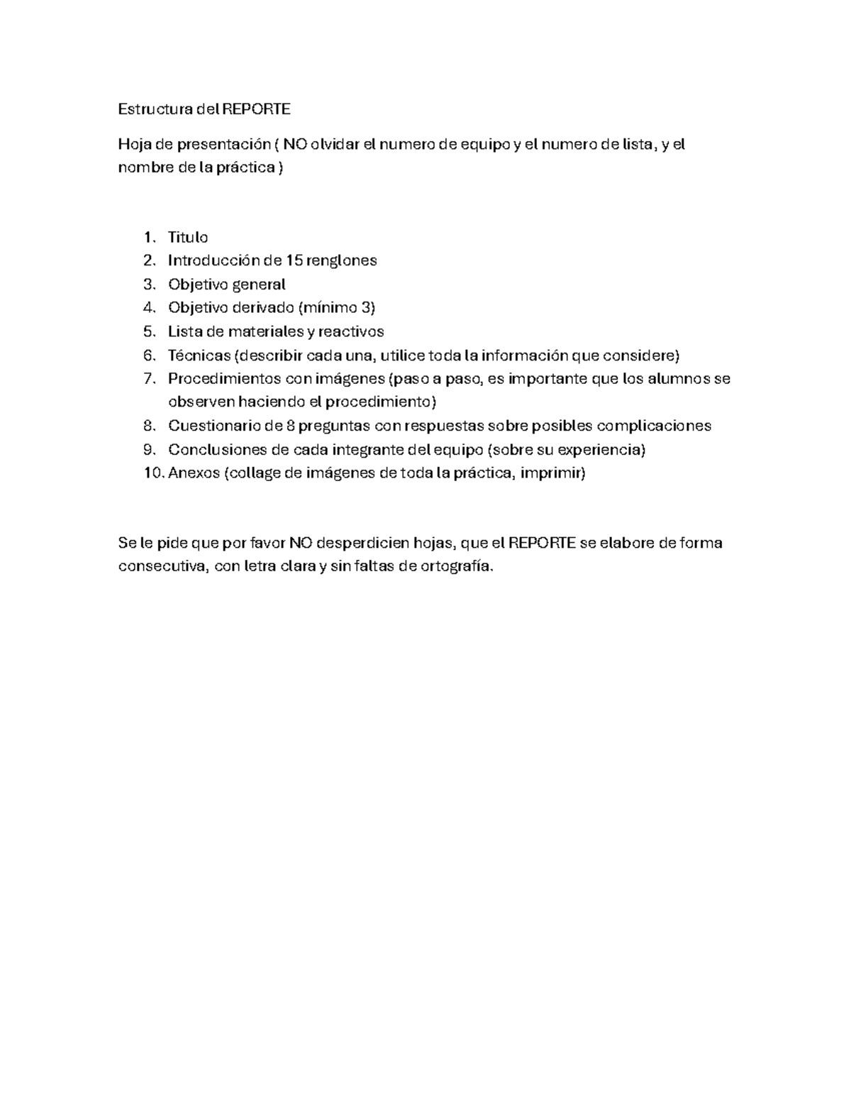 Estructura del Reporte - Estructura del REPORTE Hoja de presentación ...
