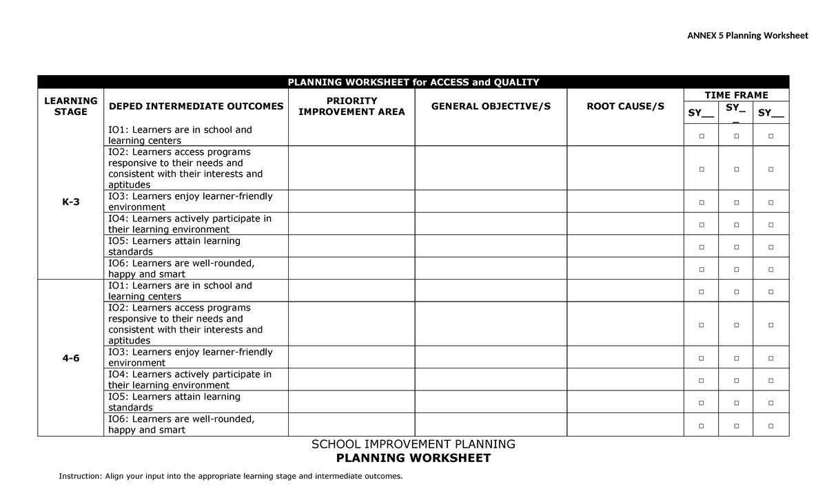 SIP Annex 5 Planning Worksheet 11242015 - ANNEX 5 Planning Worksheet ...