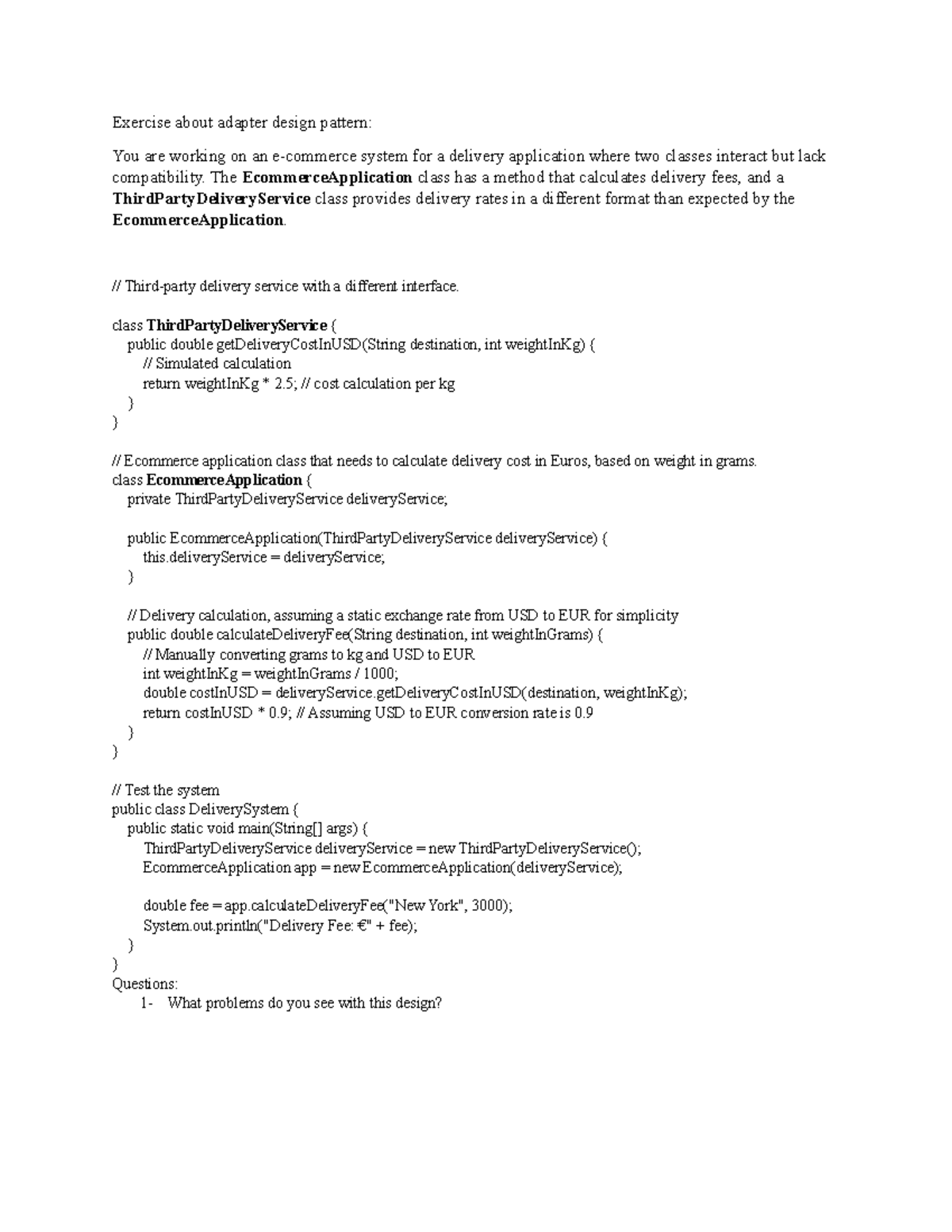 15 GOF 1 Adapter - Exercise about adapter design pattern: You are ...
