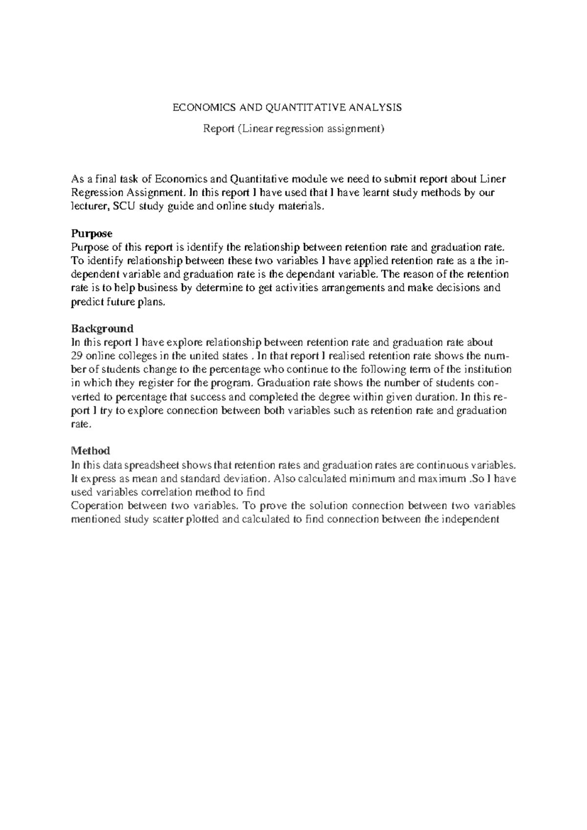 Economics And Quantitative Analysis - Assignment answer - ECONOMICS AND ...