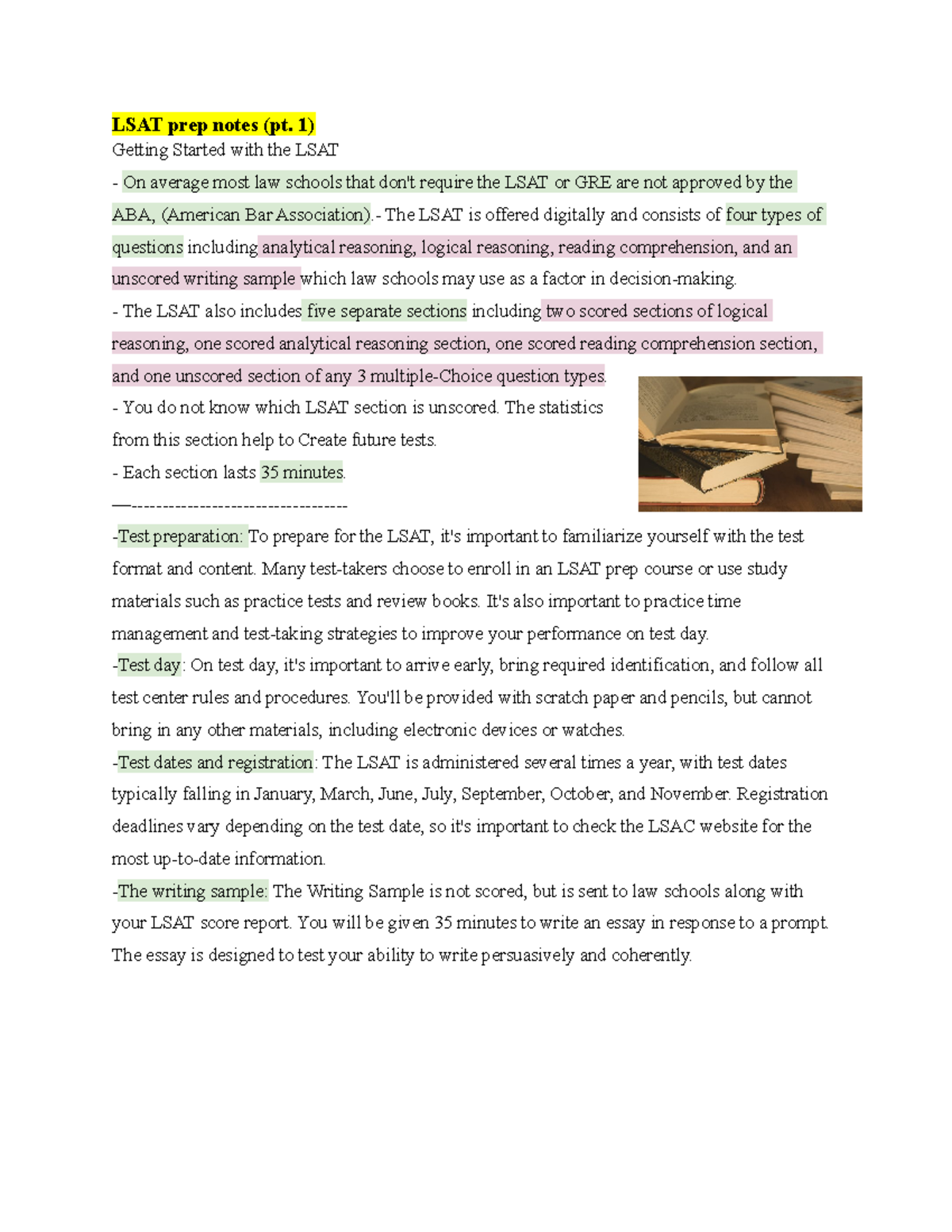 LSAT notes - LSAT prep notes (pt. 1) Getting Started with the LSAT On ...