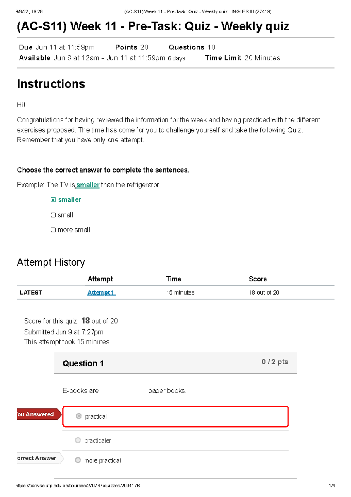 (AC-S11) Week 11 - Pre-Task Quiz - Weekly quiz Ingles III (27419) - (AC-S11) Week 11 - Pre-Task ...