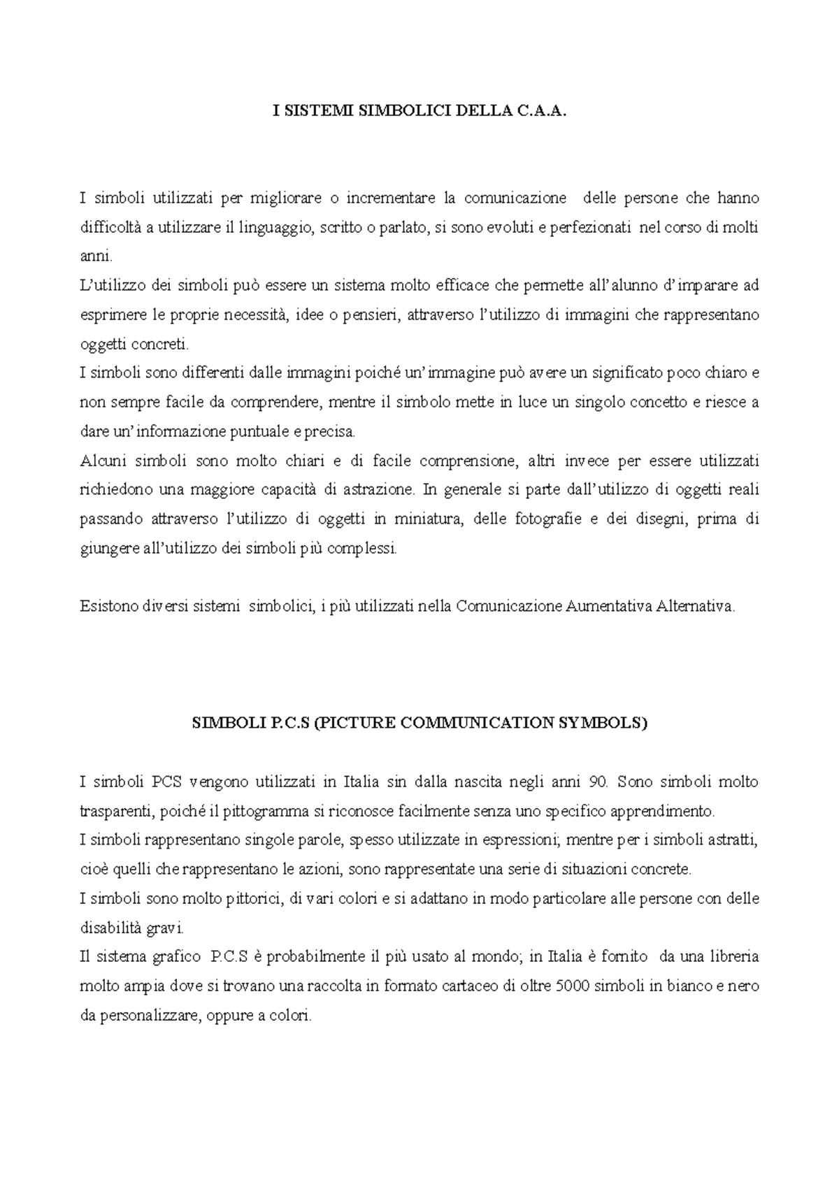 I Sistemi Simbolici Della CAA - I SISTEMI SIMBOLICI DELLA C.A. I ...