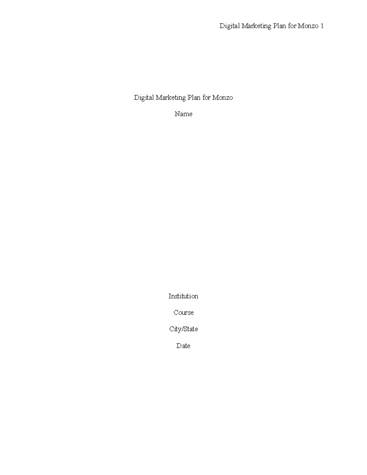 Digital Marketing Plan for Monzo - Digital Marketing Plan for Monzo ...