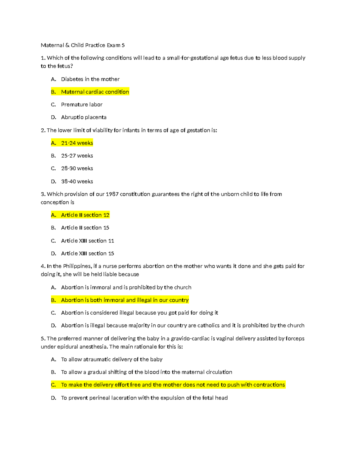 Maternal 5 Rnpedia - Maternal & Child Practice Exam 5 Which of the ...