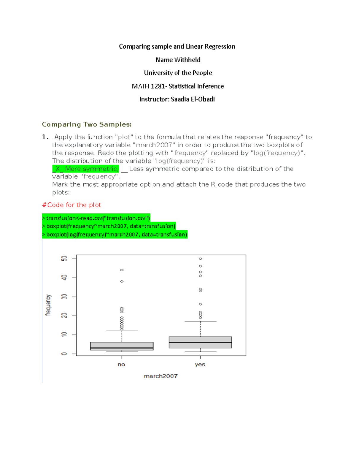 Comparing sample and linear regression - Comparing sample and Linear ...