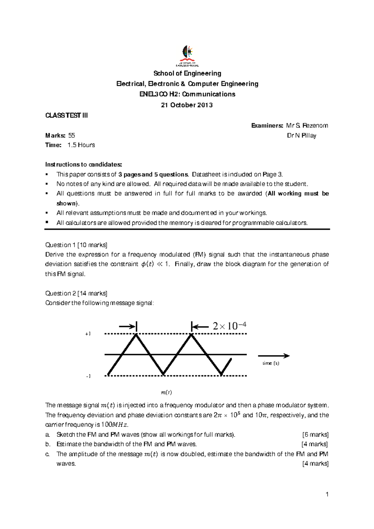 Test3 2013 - PLEASE MAKE USE OF THIS DOCUMENT - 1 School of Engineering ...