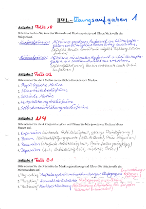 Grundlagen der BWL Zusammenfassung - Grundlagen der BWL-Zusammenfassung Einf ̧hrung ...