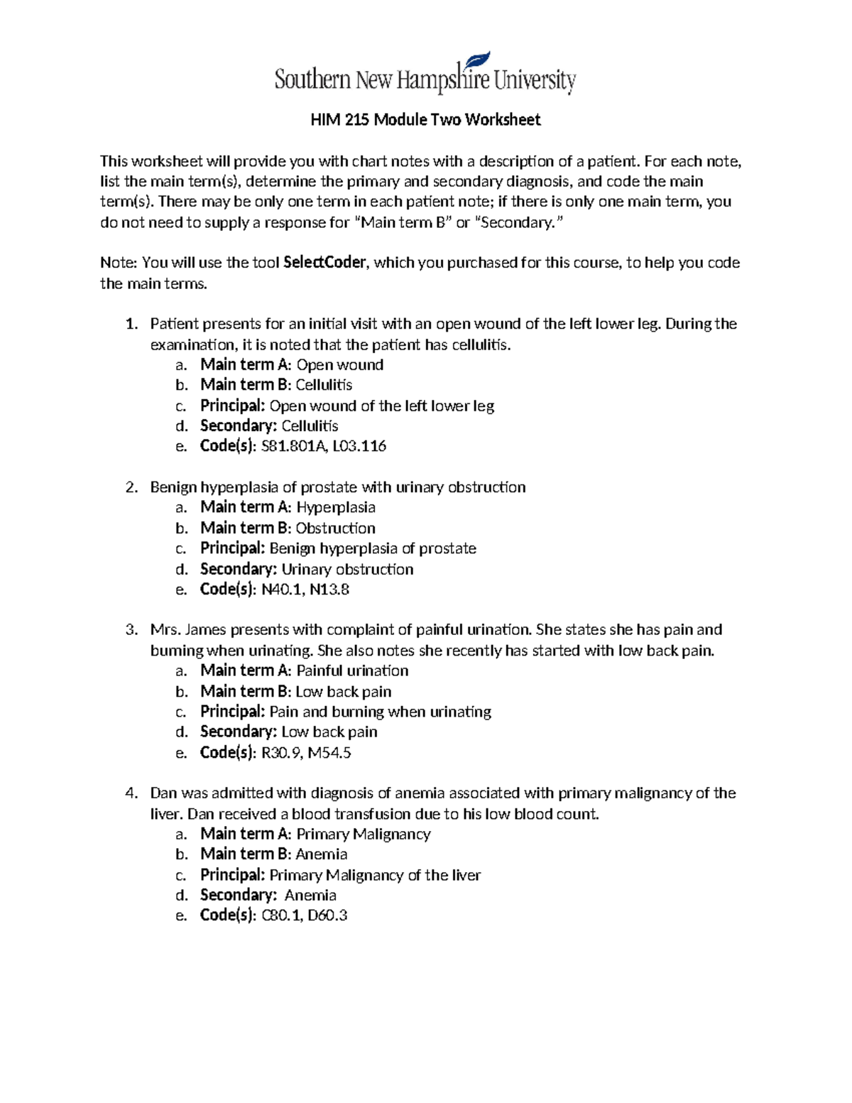 HIM 215 Module Two Worksheet - HIM 215 Module Two Worksheet This ...