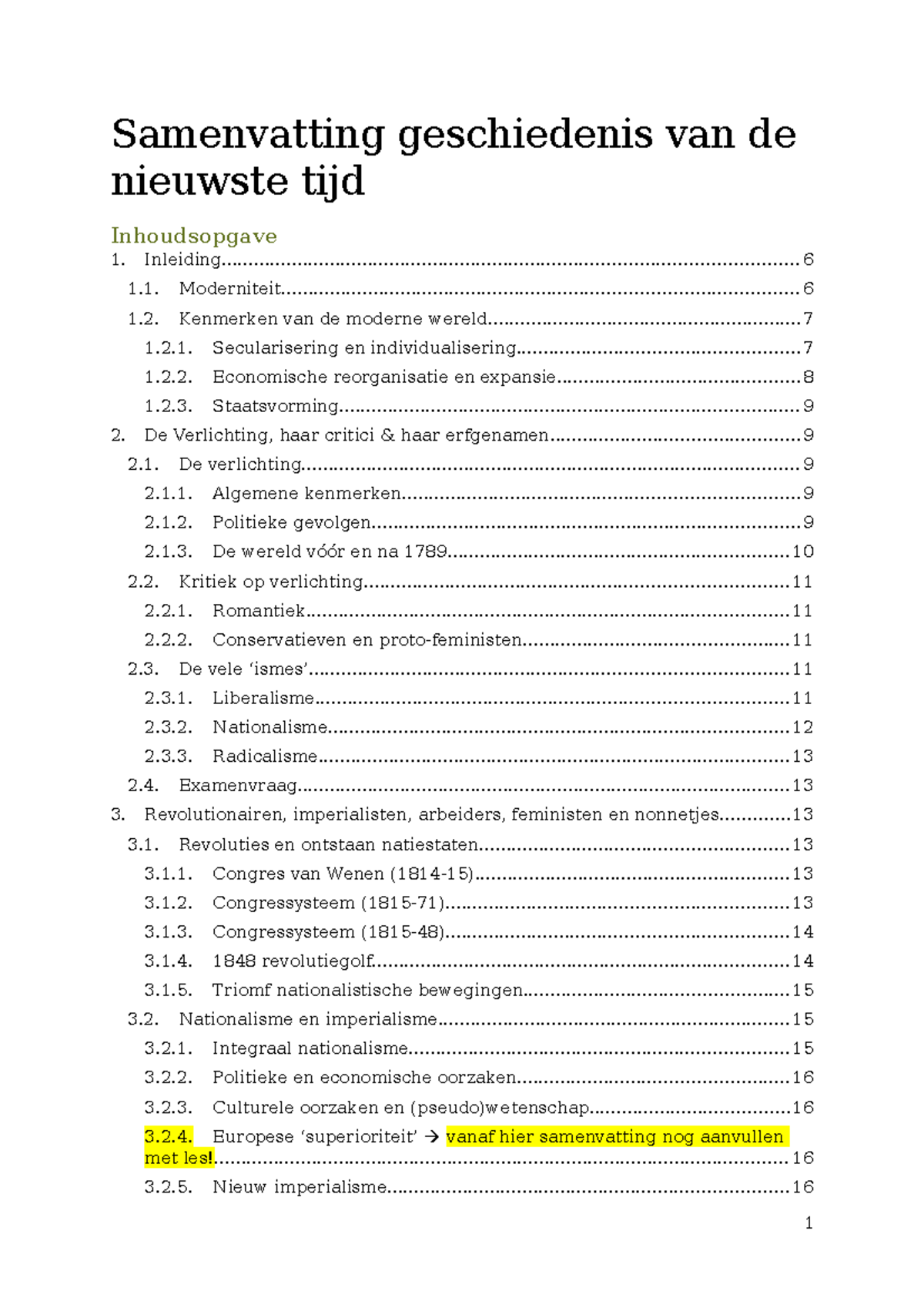 Samenvoeging notities en PPT geschiedenis nieuwste tijd - Samenvatting ...
